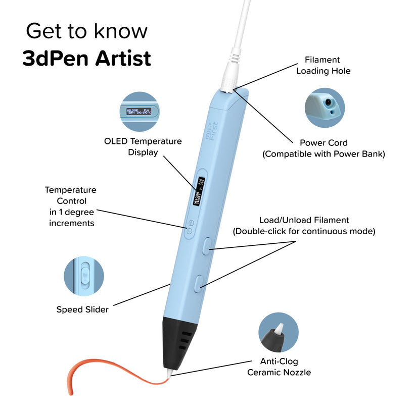 myFirst 3dPen Artist – 3D Pen with Display for Kids & Teens | PLA & AB ...